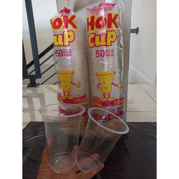 Jual Gelas Cup Plastik Datar HOk 16Oz 1 16 Oz isi 50 Pcs | Shopee Indonesia