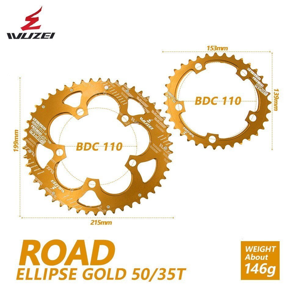 Jual PREORDER WUZEI Road Bicylcle 110BCD 35/50T Oval Chainwheel Kit ...