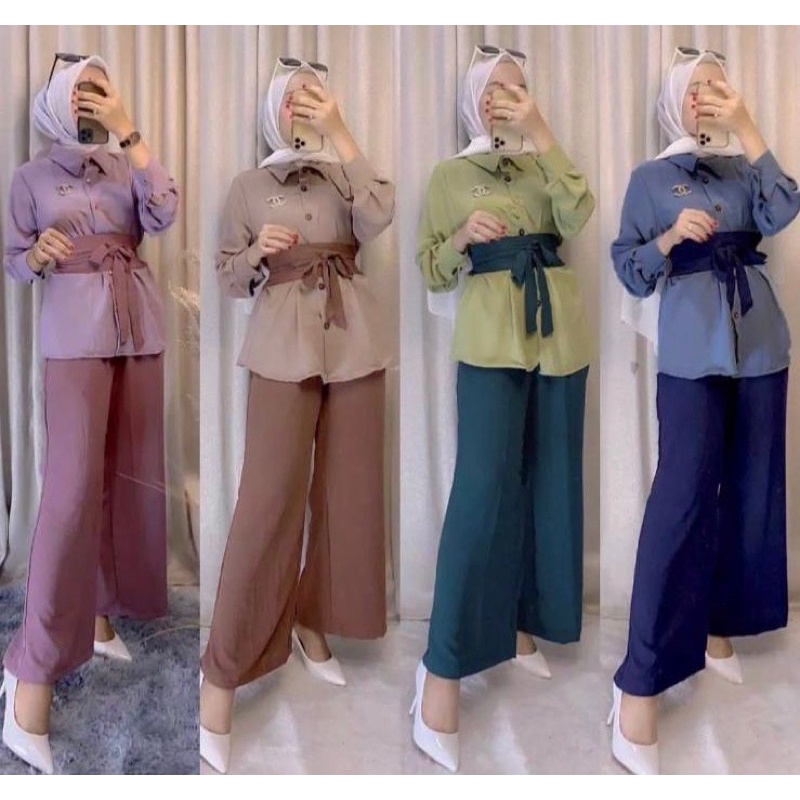 Jual ONESET NAGITA Set Free Tali Crinkle Airflow - Setelan Polos ...