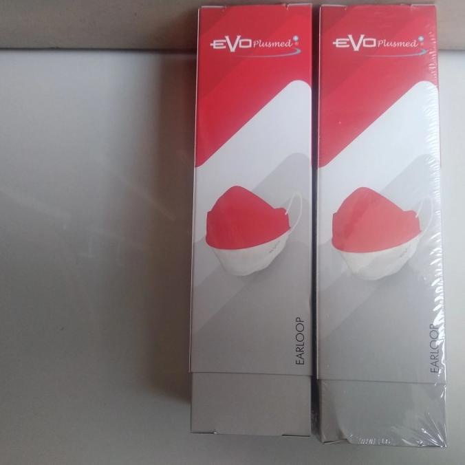 Jual masker evo plusmed warna MERAH PUTIH jual per KOTAK (20 PCS) 90 ...