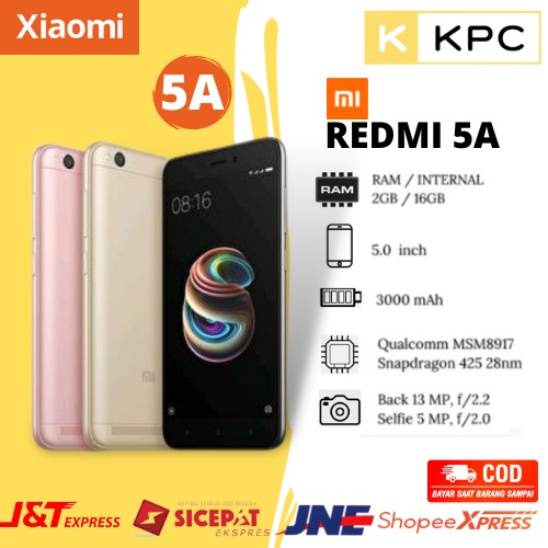 Jual [baru] "xiaomi redmi 5a ram 2gb rom 16gb 4g lte qualcomm snapdragon 425 | hp handphone ...