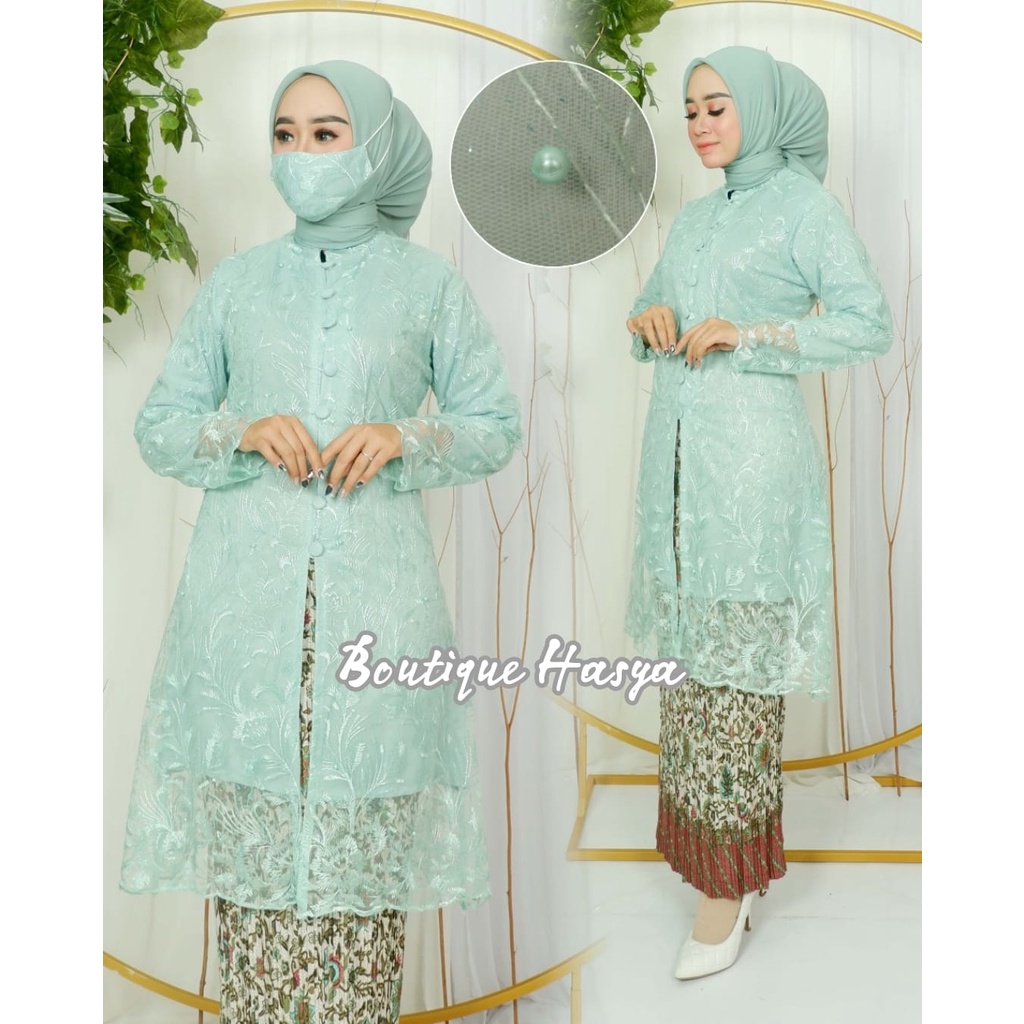 Jual One Set Kebaya Tunik Kancing Depan Tunik Brokat kebaya Modern ...