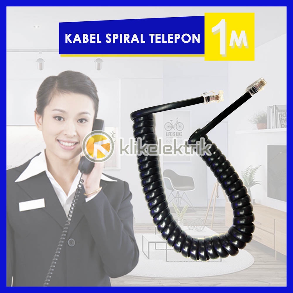 Jual kabel spiral gagang telepon pendek 1m - 20cm spiral cable handset ...