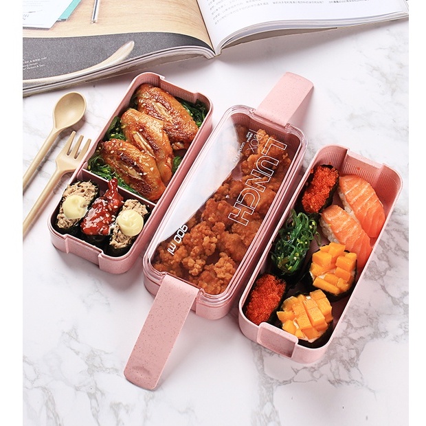 Jual LUNCH BOX SUSUN 3 900ML BENTO SUSUN TEMPAT MAKAN SEKAT FREE SENDOK ...