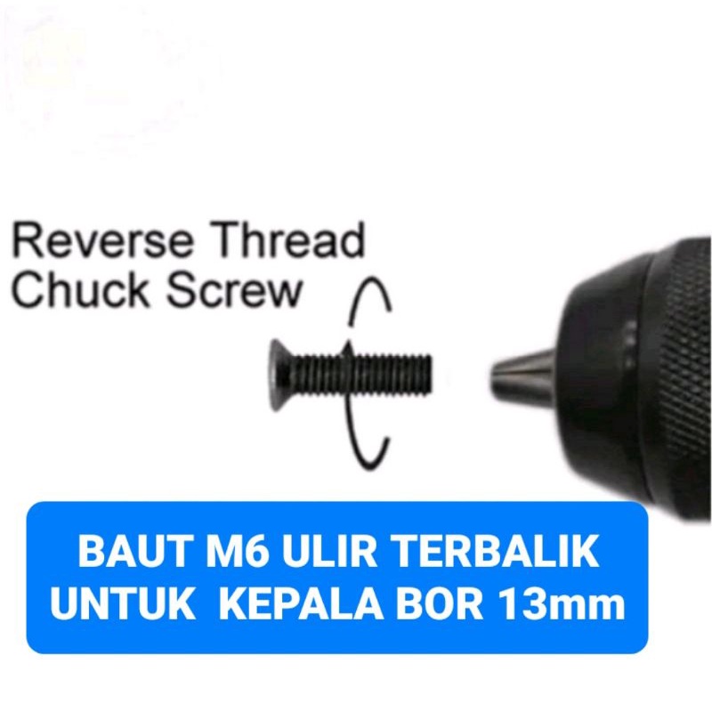 Jual Baut M6 ulir terbalik untuk mesin bor cordless listrik chuck ...
