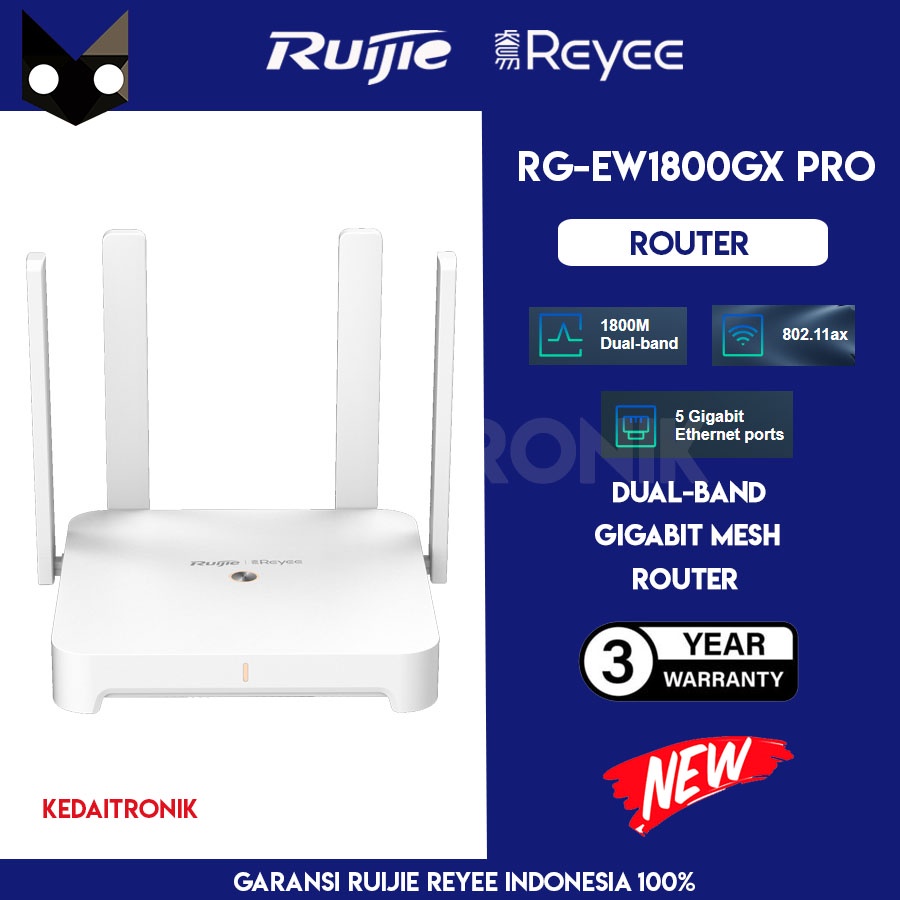Jual Ruijie RG-EW1800GX PRO 1800M Wi-Fi 6 Dual-band Gigabit Mesh Router ...