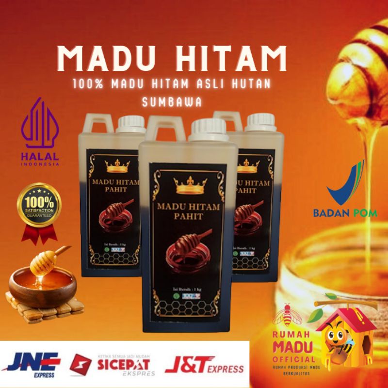 Jual MADU HITAM PAHIT ASLI | MADU MURNI ISI 1KG / LABEL LEBAH HUTAN ...