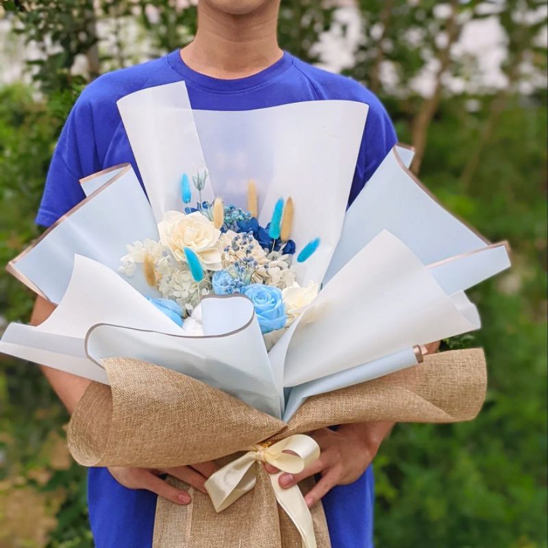 Jual Baby Blue Dried Preserved Flower Bouquet Buket Bunga | Shopee ...