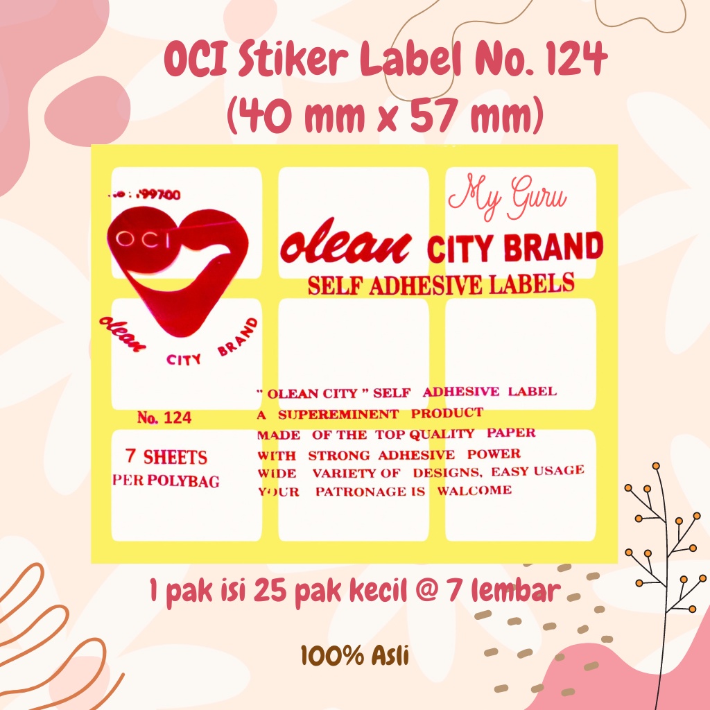 Jual [PAK KECIL] OCI STIKER LABEL PUTIH POLOS NO. 124 / 125 / 126 / 127 ...