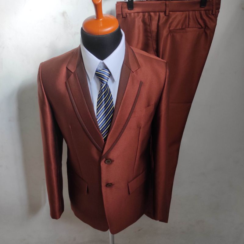 Jual Podo Moro 1 stel jas semi woll kilap DENIM, SAGE GREEN jas wedding ...