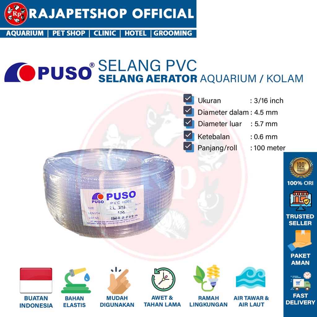 Jual SELANG PVC PUSO 1 ROLL 100 METER SELANG AERATOR AQUARIUM KOLAM ...