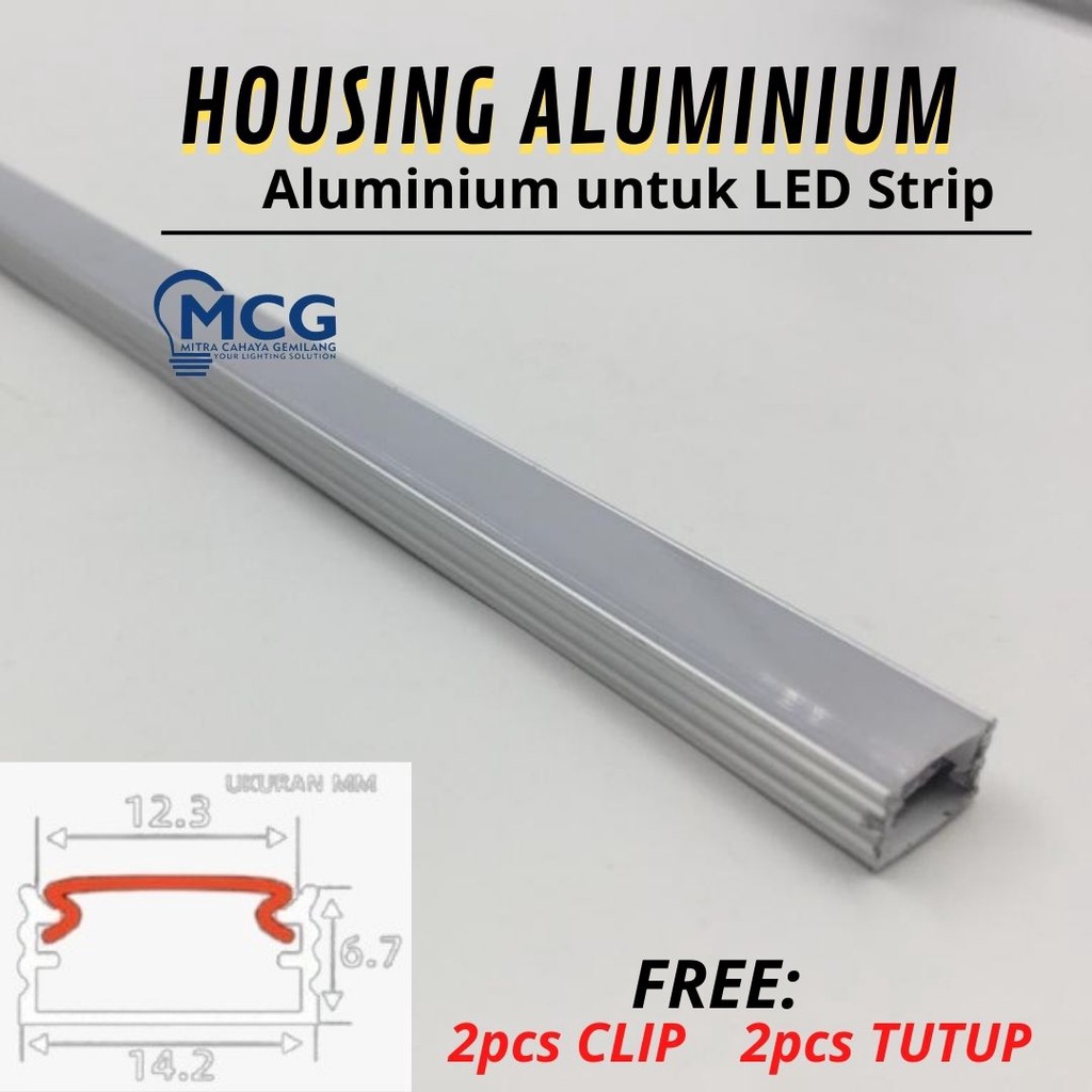 Jual Housing Aluminium Lurus Untuk Lampu LED Strip (permeter) | Shopee ...
