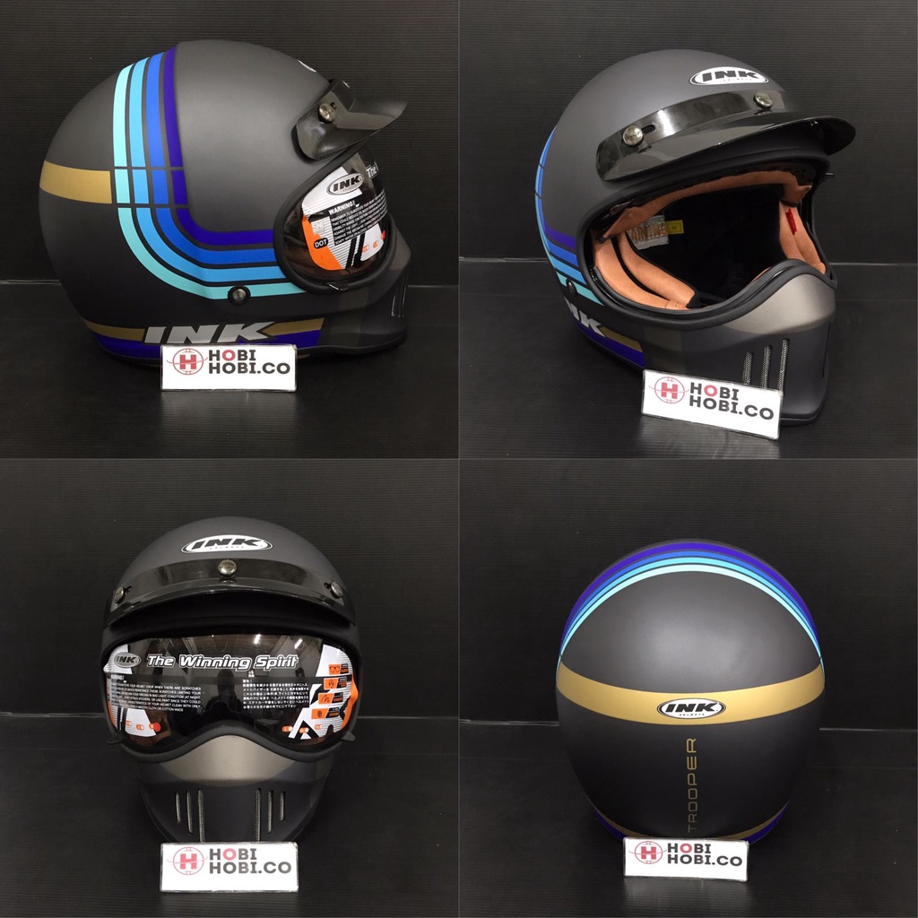 Jual HELM INK TROOPER BORDERLINE MATT ANTHRACITE BLUE FULL FACE CLASSIC ...