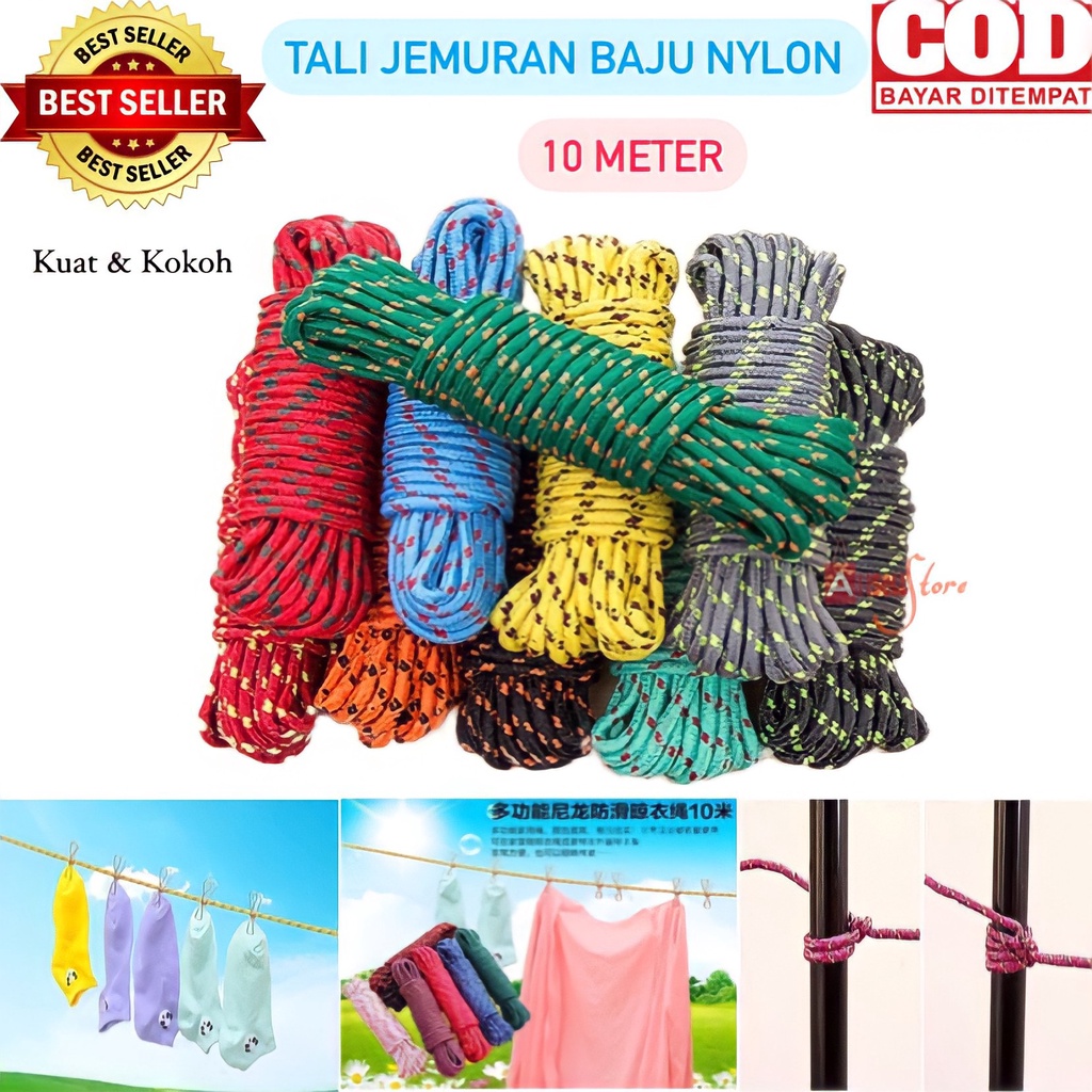 Jual ( BISA COD ) PROMO TALI JEMURAN ANTI SLIP 10 METER / TALI TAMBANG ...