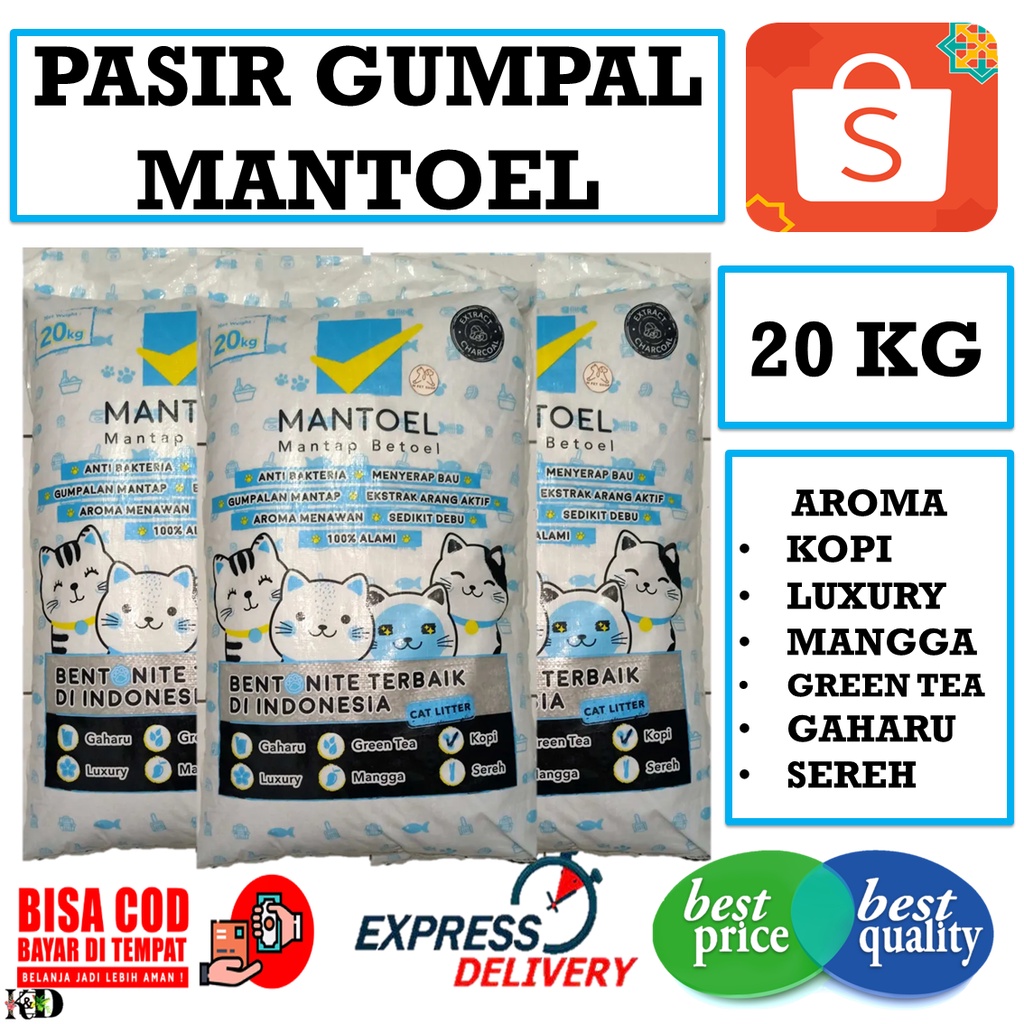Jual Pasir Gumpal Wangi Mantoel 20 kg Pasir Mantoel 20 L | Shopee Indonesia