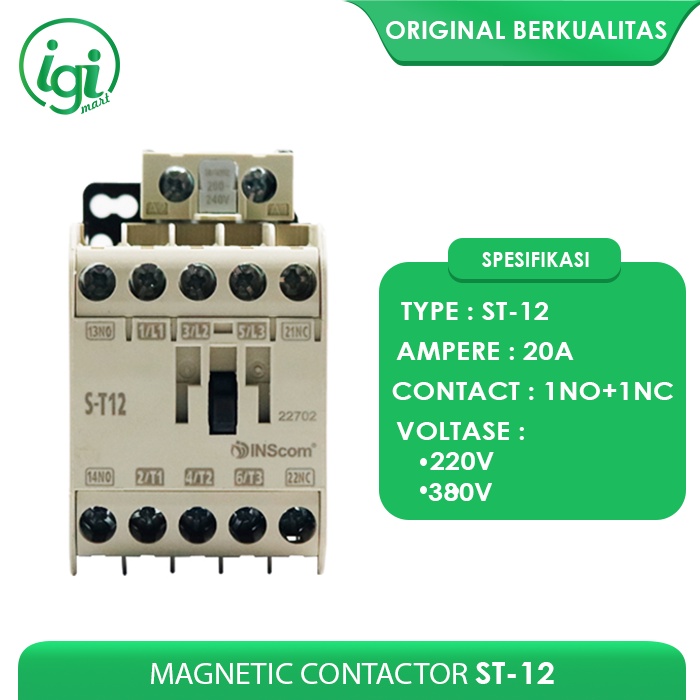 Jual MAGNETIC CONTACTOR S-T 12 / AC CONTACTOR TYPE ST 12 | Shopee Indonesia