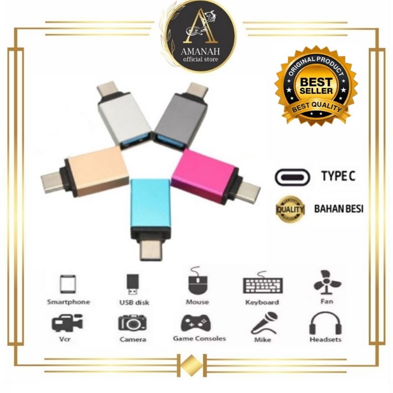 Jual OTG Type C Original Bahan Besi Non Kabel Sambungan USB HP ...
