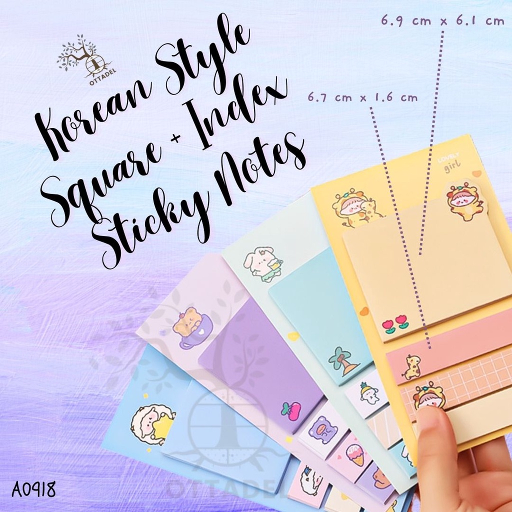 Jual Ottadel A0918 4 in 1 Square & Index Animal Korean Sticky Notes/4 ...