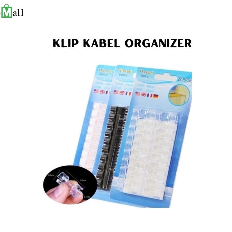 Jual Klip Kabel Tempel 1 Pack Isi 20 Pcs / Organizer Pengikat Penjepit ...