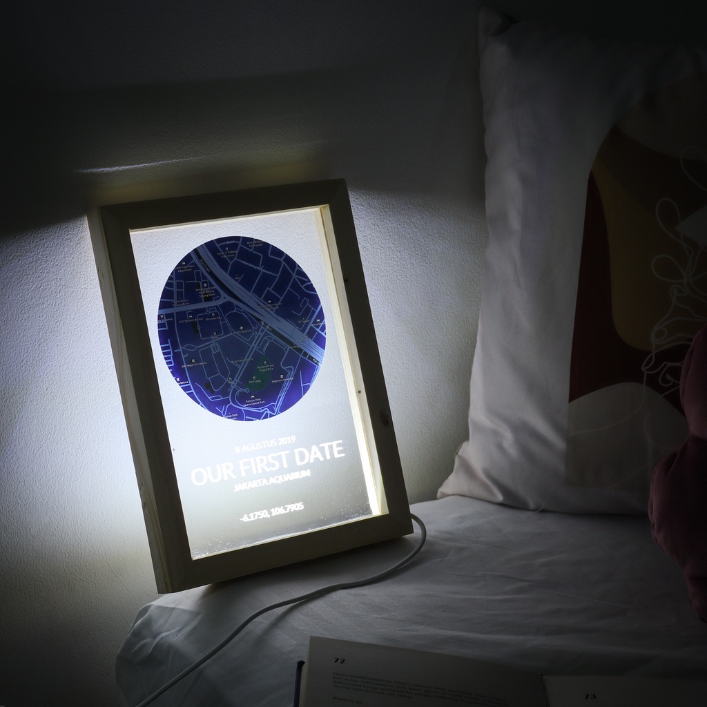 Jual Kado Custom Map in LED Frame - The Beginning - Kado Untuk Pasangan ...