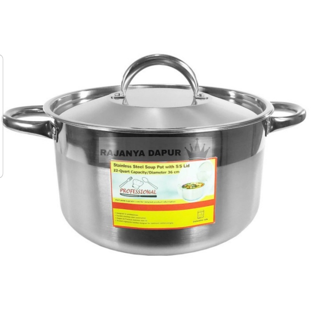 Jual Panci supra stainless soup pot 10Qt tutup stainless - panci kompor ...
