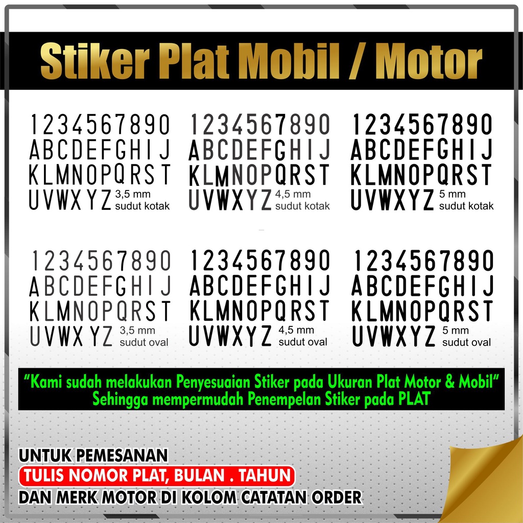 Jual STICKER PLAT NOMOR MOBIL & MOTOR Angka Huruf PLAT Kendaraan Putih ...