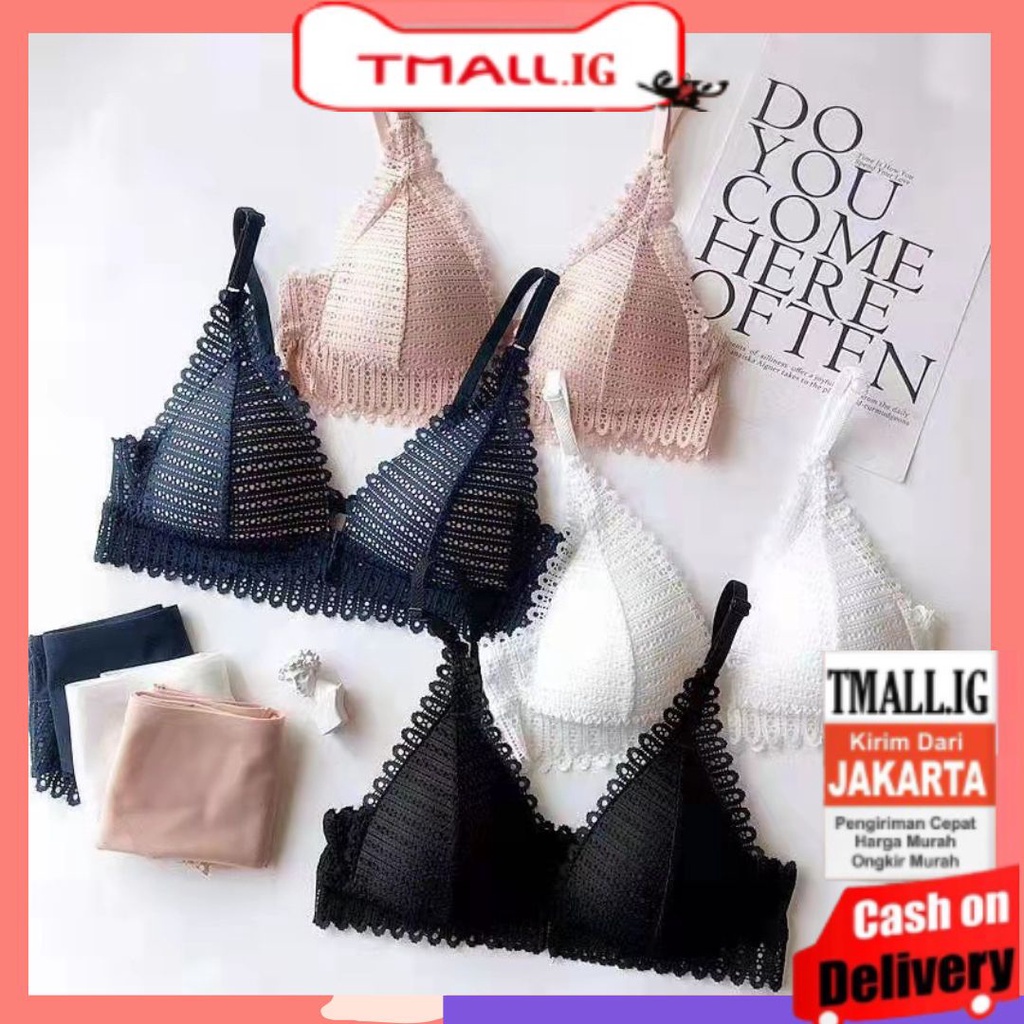 Jual ♕ Tmall ♕ TM-202 Pakaian Dalam Wanita Bra Cup Segitiga Tanpa Kawat / BH Push Up / Beha ...