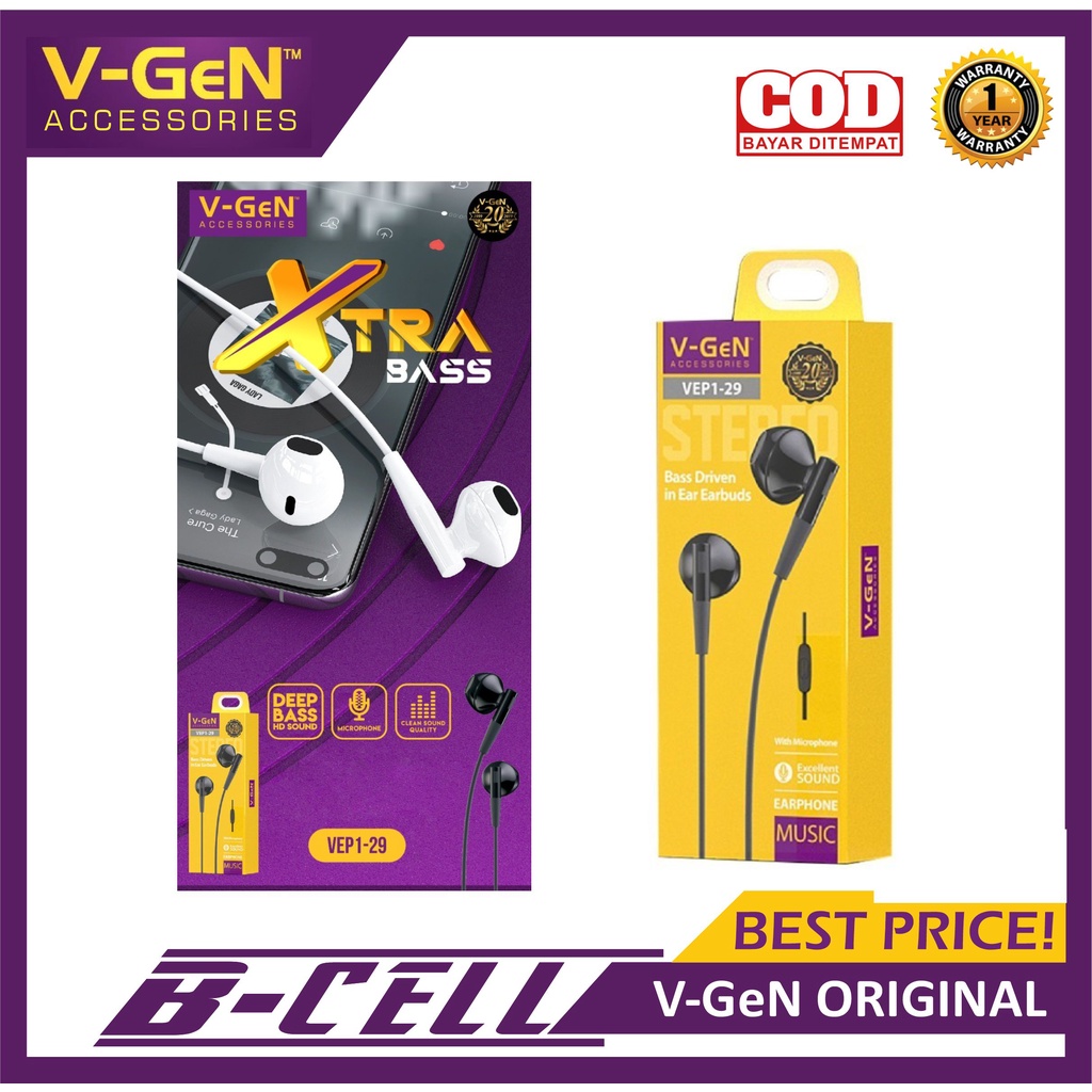 Jual Handsfree VEP1-29 V-GeN Wired Earphone Headset Xtra Bass Original ...