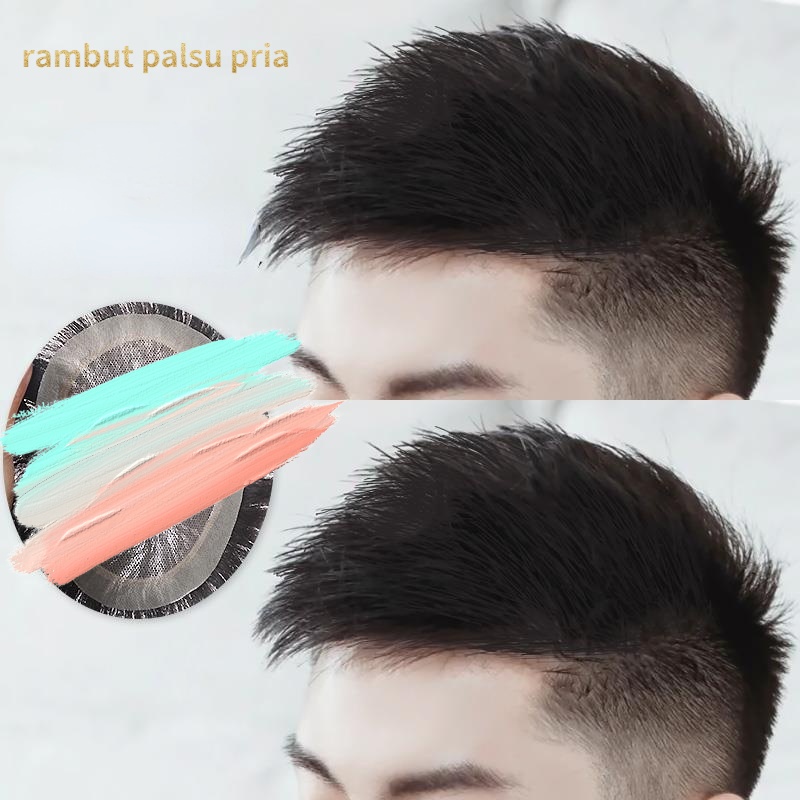 Jual Wig pria rambut pendek tampan rambut asli tak terlihat tipis pria ...