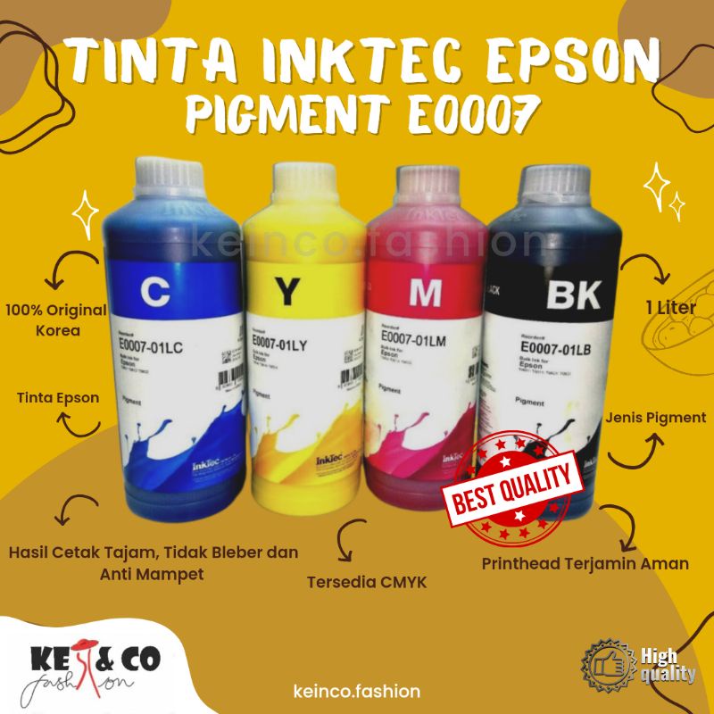 Jual TINTA PIGMENT INKTEC ORIGINAL EPSON E0007 KEMASAN 1 LITER | Shopee ...