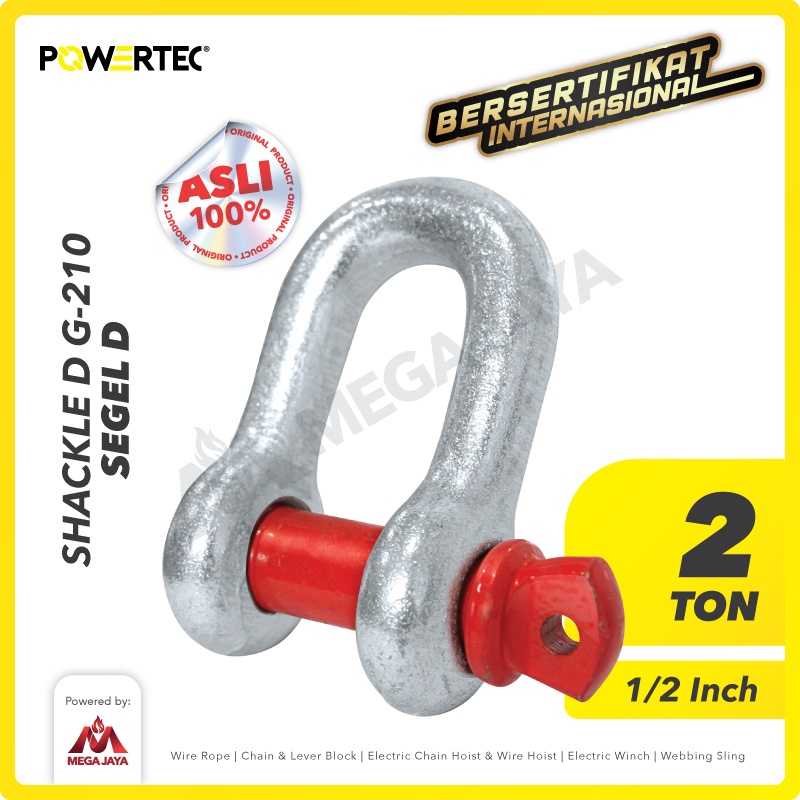 Jual POWERTEC Shackle D G210 2 Ton - 1/2" Segel Dee Screw Pin | Shopee ...
