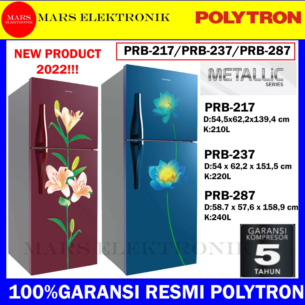 Jual KULKAS POLYTRON PRB-217 / PRB-237 / PRB-287 / KAPASITAS 210L ...