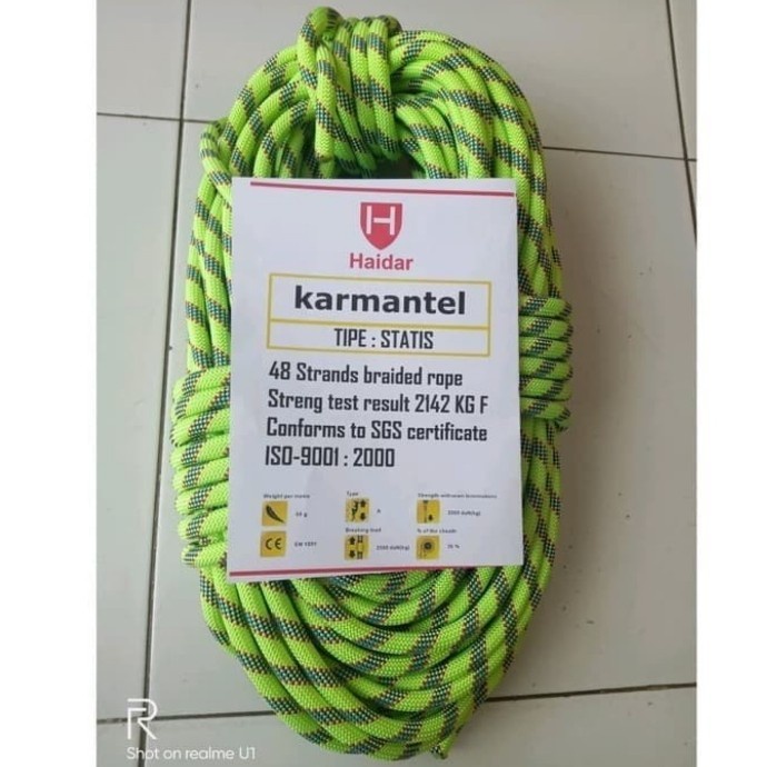 Jual Tali Karmantel Statis Haidar Diameter 10,5 mm x 50 meter | Shopee ...