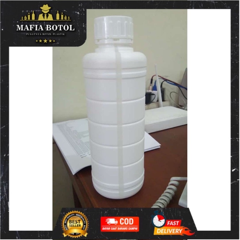 Jual Botol Plastik PS 1000 ml & 500 Segel Tutup Besar Tempat Kapsul 1 l liter PUTIH Wo Doff Madu ...