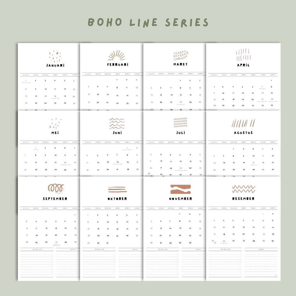 Jual Kalender Meja 2024 / 2025 Solucine A5 - Kalender Aesthetic 2024 / ...