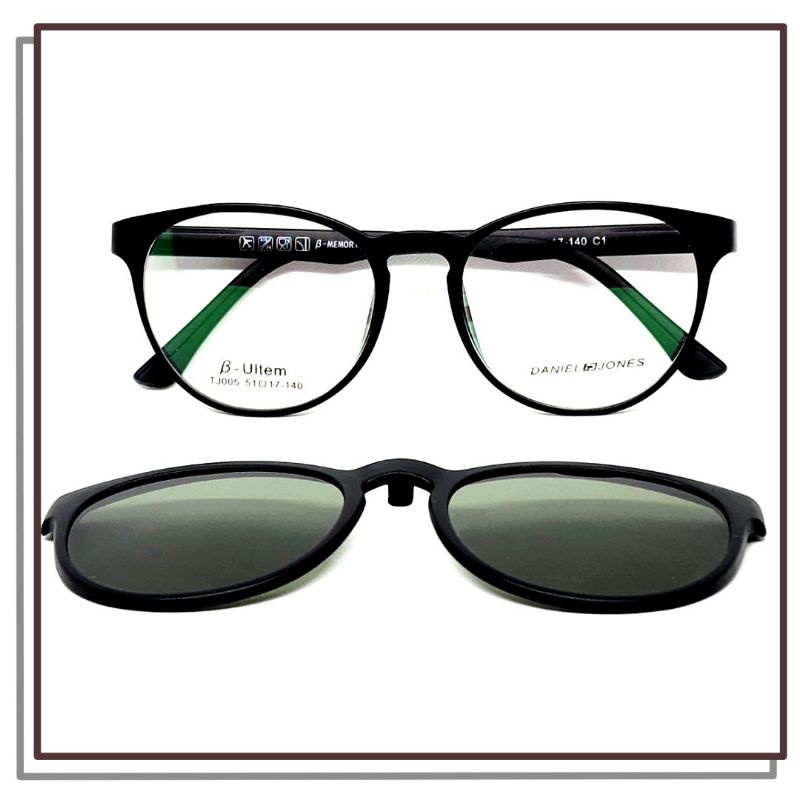 Jual FRAME KACAMATA BULAT PLASTIK DANIEL JONES 005 FREE CLIP ON ...
