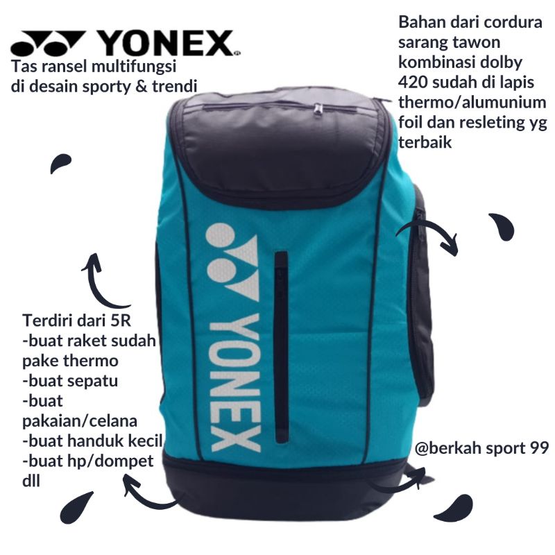 Jual Tas ransel badminton bulutangkis terbaru sudah thermo model YY LN ...