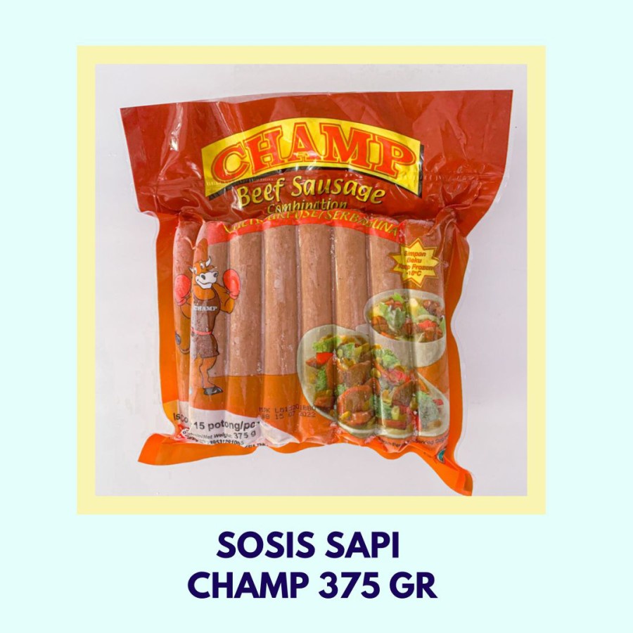 Jual sosis Sapi 375 gr, isi 15 pcs PRODUK champ | Shopee Indonesia