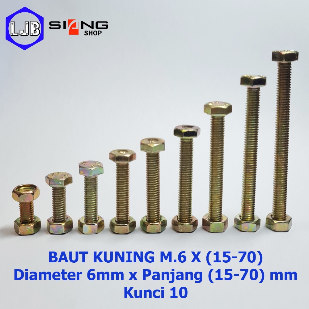Jual Baut Kuning M6 panjang 10 sd 100mm | Shopee Indonesia