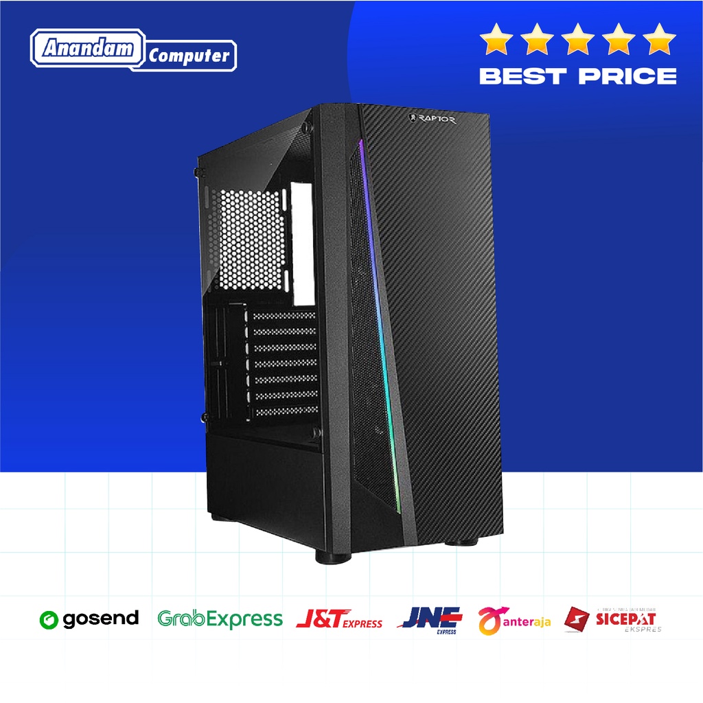 Jual Power UP RAPTOR 1632 - LED Front Strip Casing PC Gaming Black ...