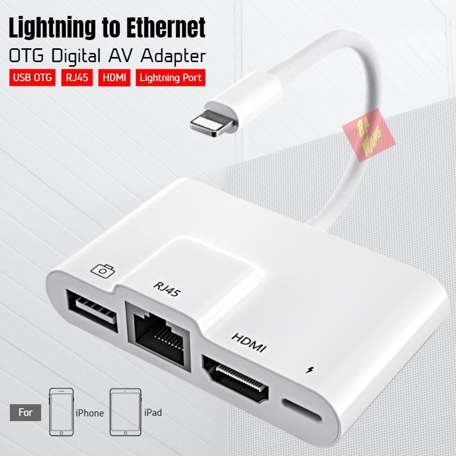 Jual Lightning to RJ45 LAN Ethernet USB OTG HDTV Charger Digital AV ...