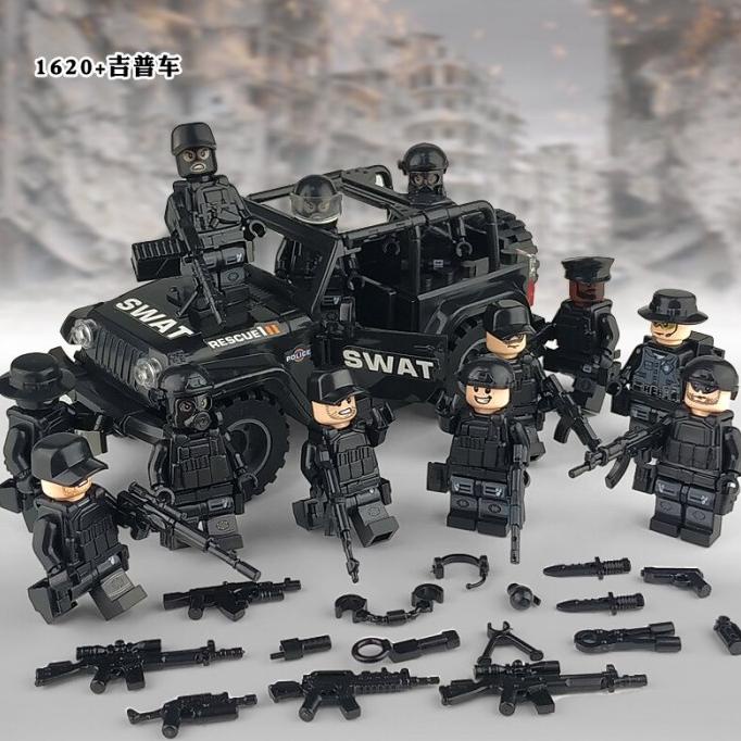 Jual Mainan balok Military Swat Team Guns Weapon Pack Building Blocks ...