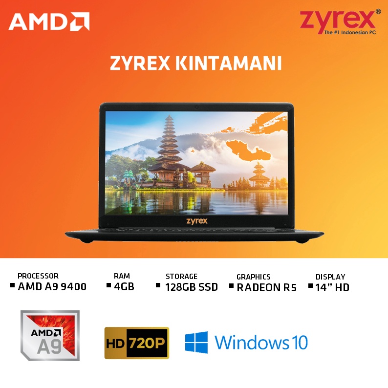 Jual ZYREX KINTAMANI - AMD A9 9400 4GB 128SSD RADEON W10 -GRY/BLK ...