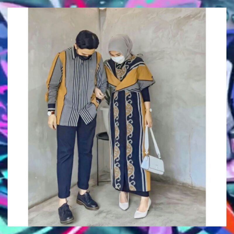 Jual RAISYA SET BAJU COUPLE TENUN ETNIK HITAM KUNING COUPLE PREWEDDING ...