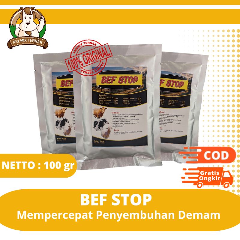 Jual BEF STOP 100 GRAM - Obat Sapi Demam Penurun Panas Ambruk Kembung ...