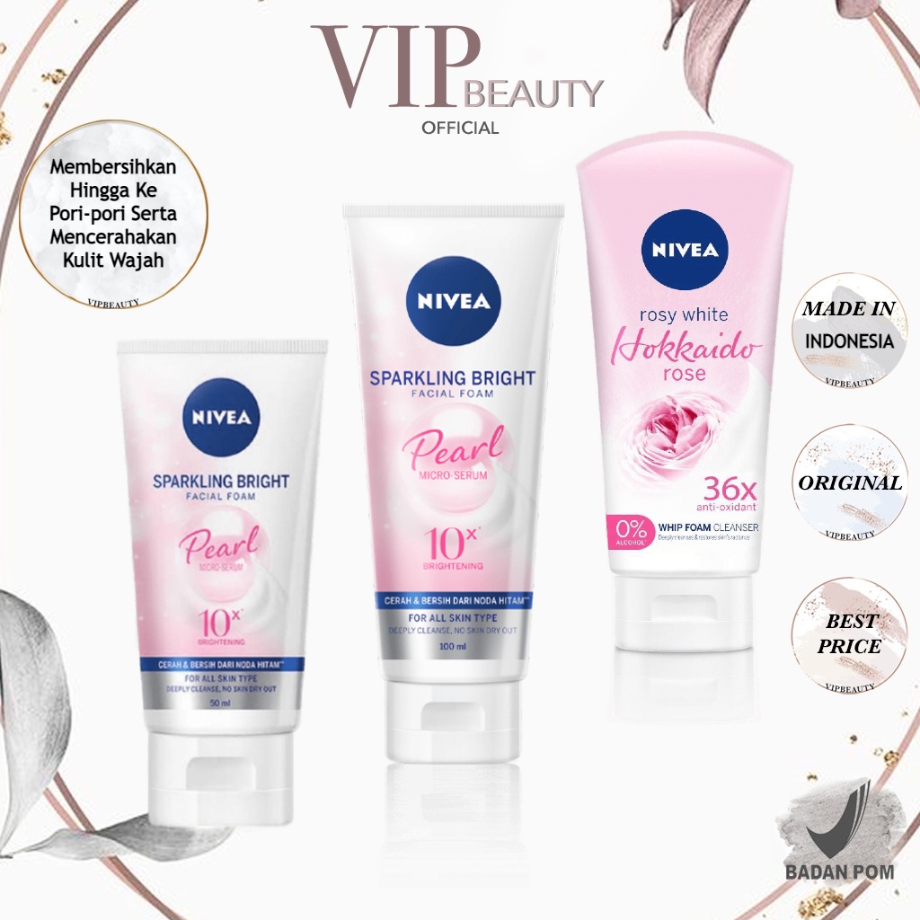 Jual NIVEA Sparkling Bright Facial Foam 50 / 100ml | Rosy White ...