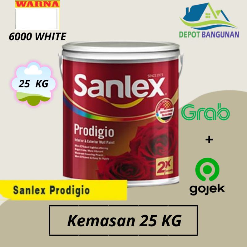 Jual Cat Plafon Tembok Cat Gipsum SANLEX PRODIGIO Interior 6000 White ...