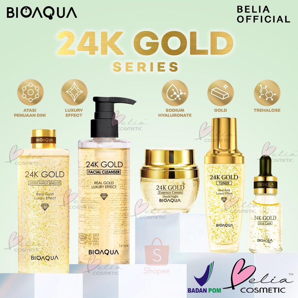 Jual BELIA BIOAQUA 24K Gold Series | Facial Cleanser | Toner | Gentle ...