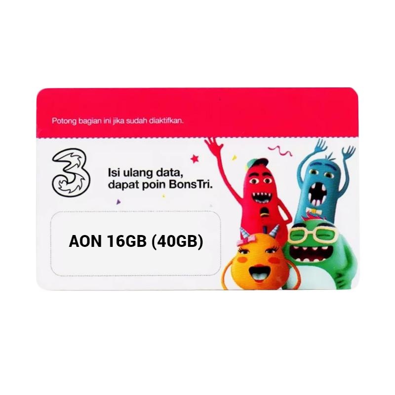 Jual VOUCHER THREE AON 16GB (40GB) | Shopee Indonesia