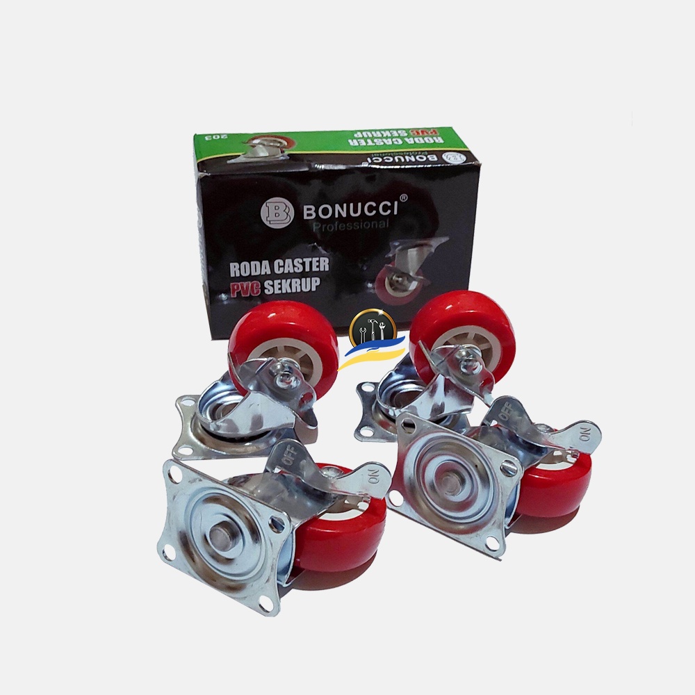 Jual Roda Kastor Nylon Merah 2 Inch Mati Hidup Rem Roda Trolley Roda ...